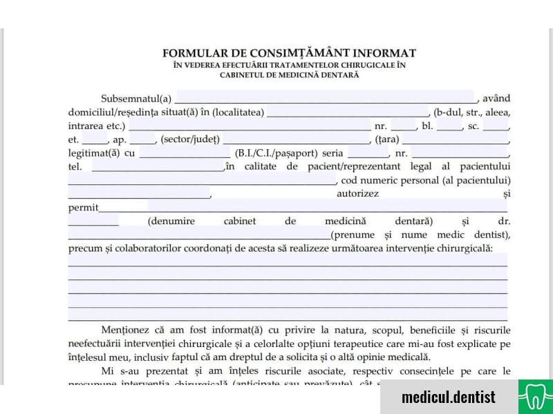Formular Inteligent de Consimtamant Informat Pacienti pentru cabinete ...